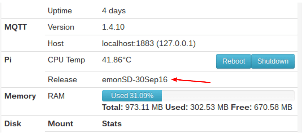 New feature: Emoncms admin page display emonSD version - Emoncms - OpenEnergyMonitor Community