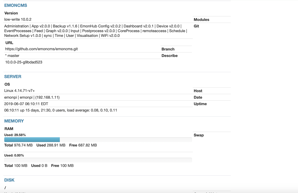 Misalignment of Display in Admin Screen - Emoncms - OpenEnergyMonitor ...