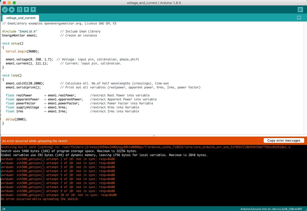 Programmer USB to serial UART connections with EmonTx shield using Arduino IDE on Mac OSX ...